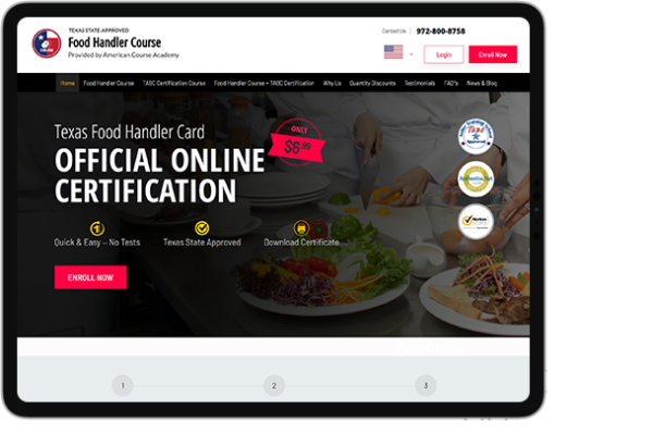 $6.99 TX Food Handlers Card - No Test | American Course Academy